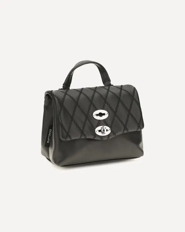 ZANELLATO Mini Postina Tramè Leather Top Handle Bag - Black