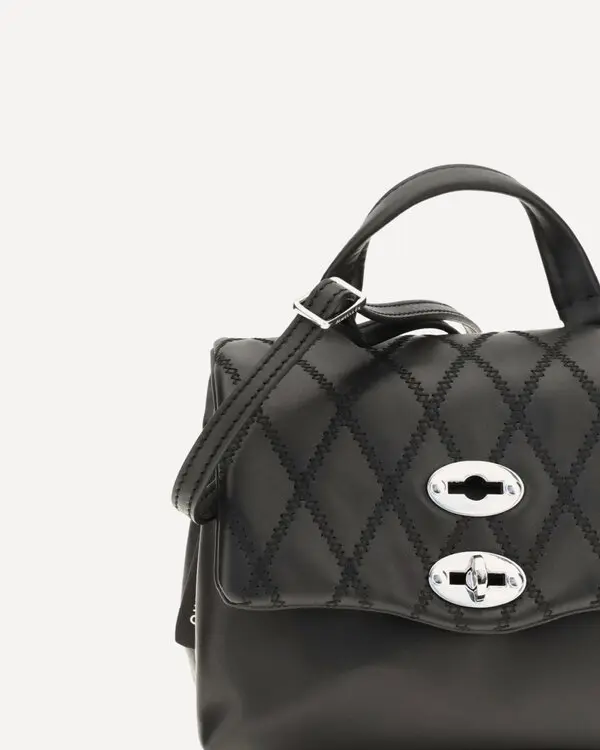 ZANELLATO Mini Postina Tramè Leather Top Handle Bag - Black