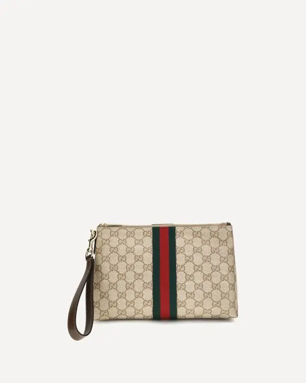Gucci Small Gg Web Pouch - Beige