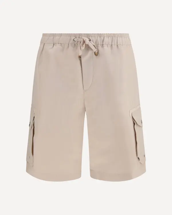 Brunello Cucinelli Cotton And Linen Blend Cargo Bermuda Shorts - Beige