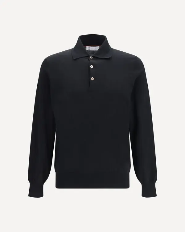 Brunello Cucinelli Long Sleeve Cotton Polo