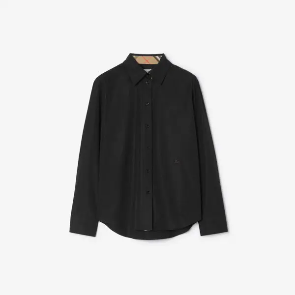 Burberry Classic Fit Cotton Poplin Shirt With Embroidered Knight Detail