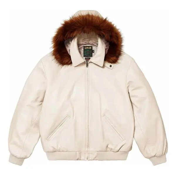 Supreme X Schott Hooded Leather Bomber Jacket