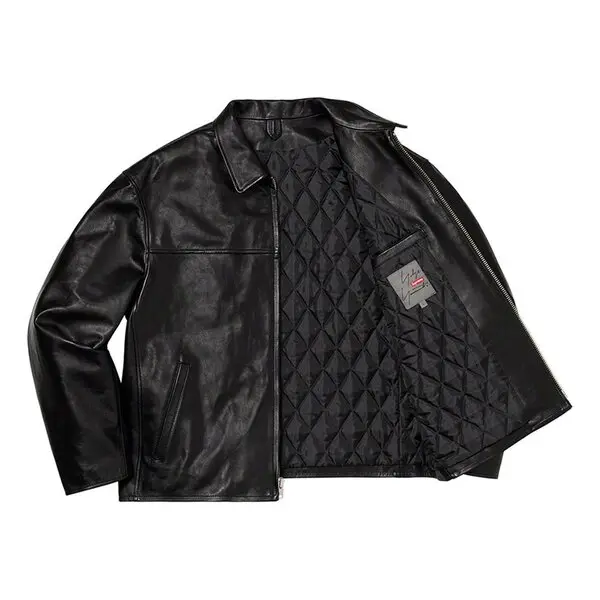 Supreme X Yohji Yamamoto Leather Work Jacket 'black White Red