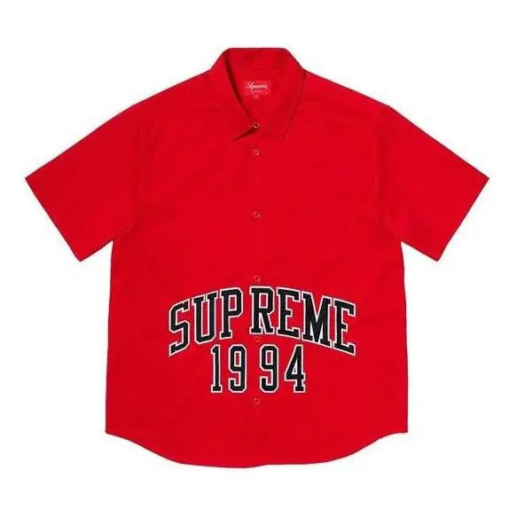 Supreme Arc Logo S/s Work Shirt 'red Black