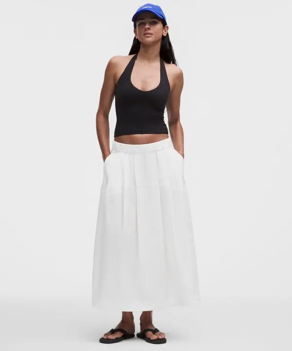 Lululemon Lululinen Adjustable-hem Maxi Skirt - White