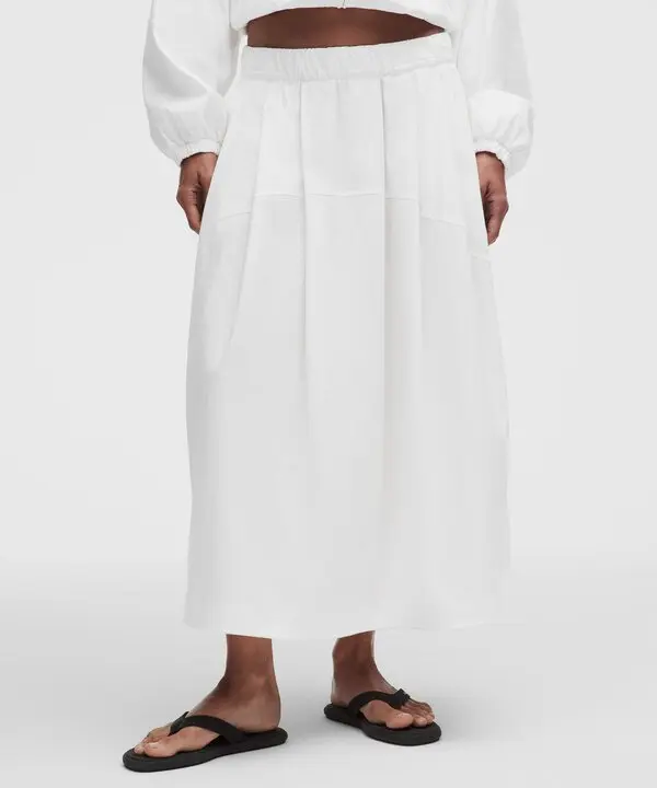 Lululemon Lululinen Adjustable-hem Maxi Skirt - White
