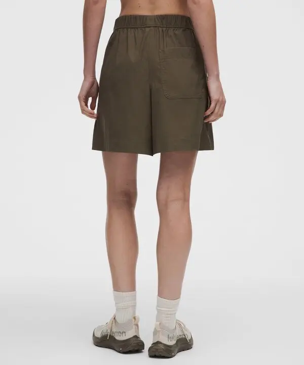 Lululemon Lululinen High-rise Relaxed-fit Short 7 - Olive Brown