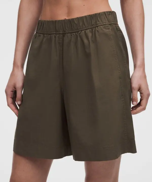 Lululemon Lululinen High-rise Relaxed-fit Short 7 - Olive Brown