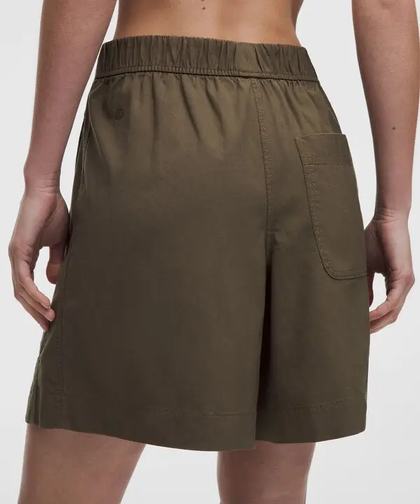 Lululemon Lululinen High-rise Relaxed-fit Short 7 - Olive Brown