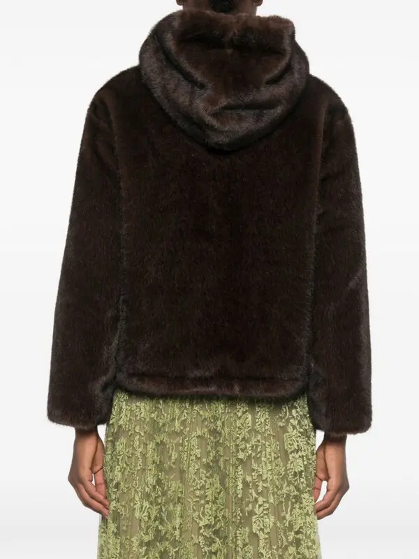 Ermanno Scervino Faux Fur Hooded Zip-up Jacket