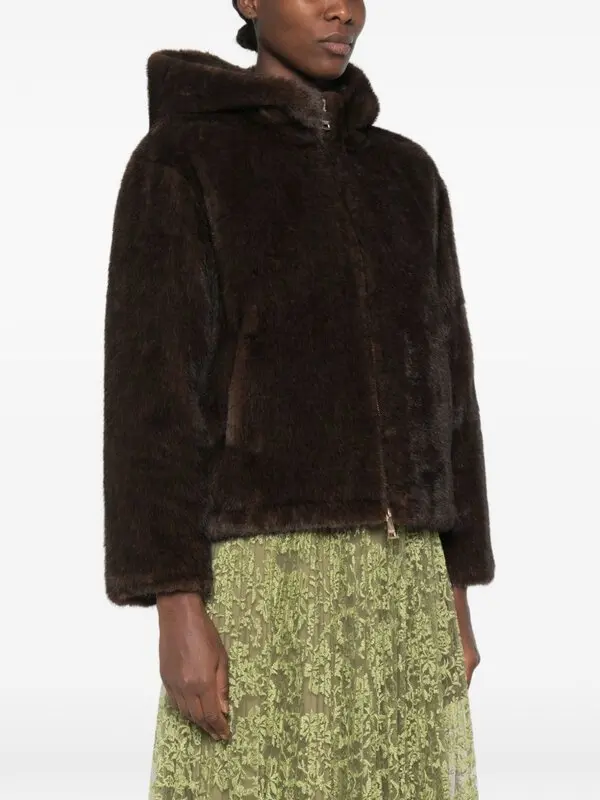 Ermanno Scervino Faux Fur Hooded Zip-up Jacket
