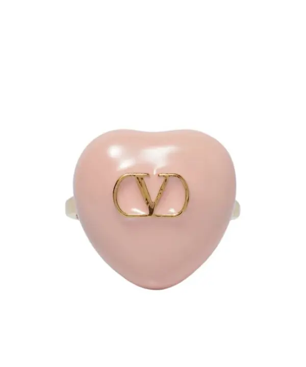 Valentino Garavani Cœur Royal Vlogo Enamel Ring - Yellow