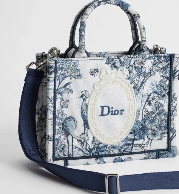 Dior Mini Book Tote With Strap - White