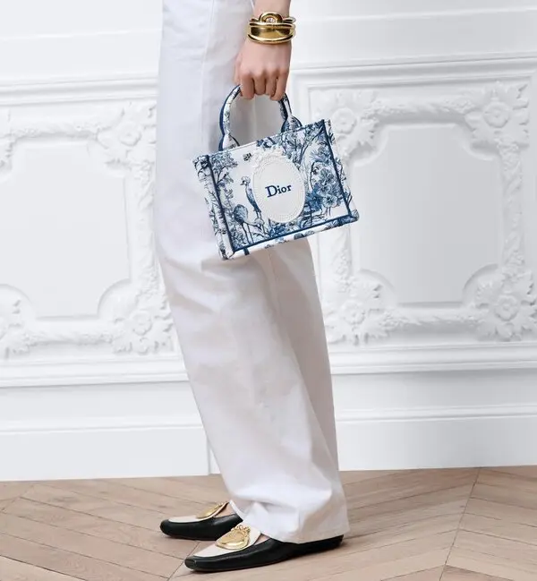 Dior Mini Book Tote With Strap - White