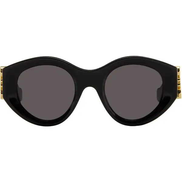 Loewe Full Frame Oval Sunglasses With Gold Tone Anagram Detail