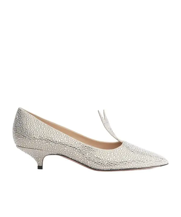 Dior Embellished Pointed Toe Kitten Heel Pumps
