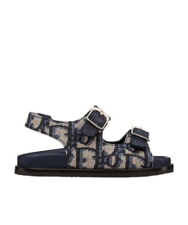 Dior Blue Oblique Printed Sandals - Black