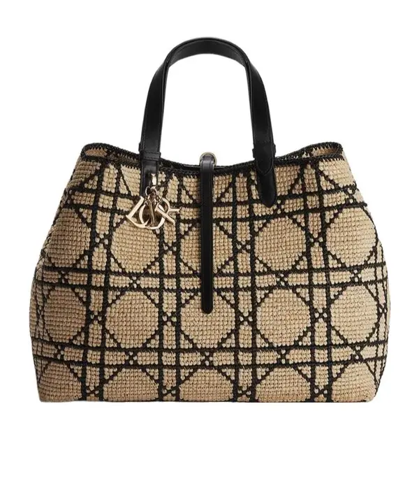 Dior Large Tuile De Jouy Raffia Tote Bag
