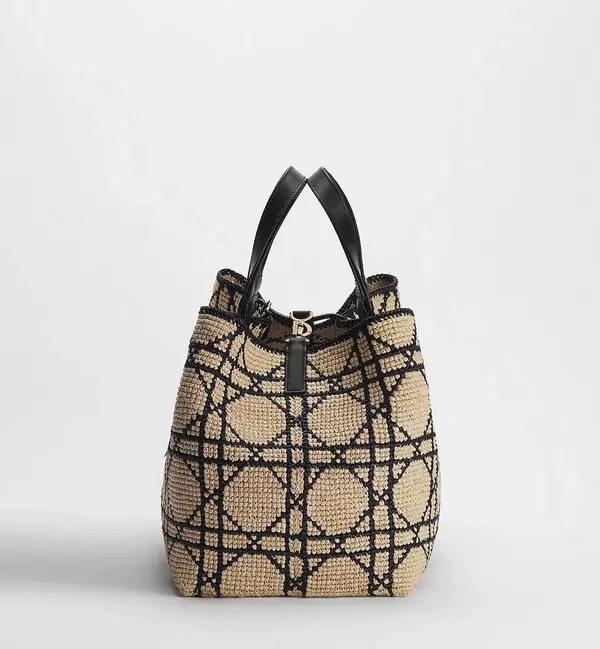 Dior Large Tuile De Jouy Raffia Tote Bag