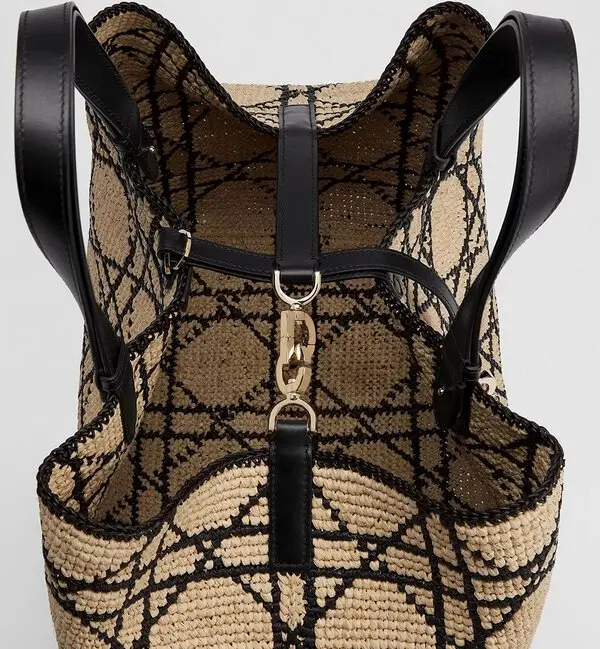 Dior Large Tuile De Jouy Raffia Tote Bag