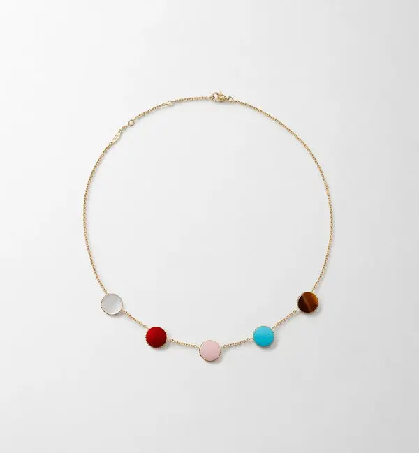 Dior Rose Des Vents Necklace In Gold With Diamonds And Enamel