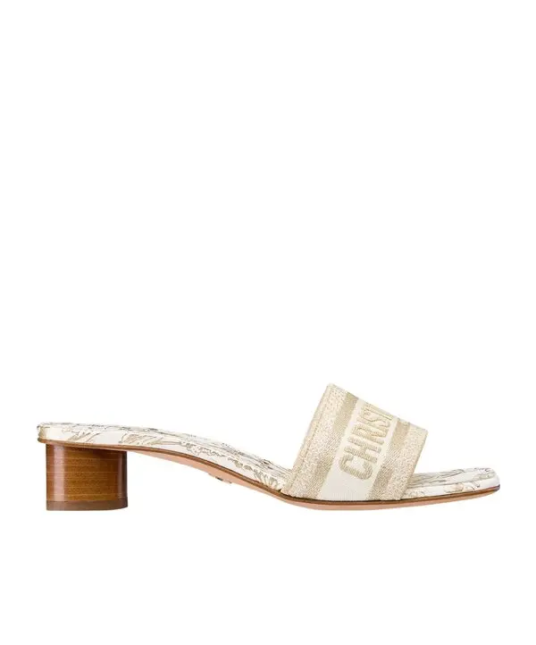 Dior Dway Heeled Slide With Embroidered Logo