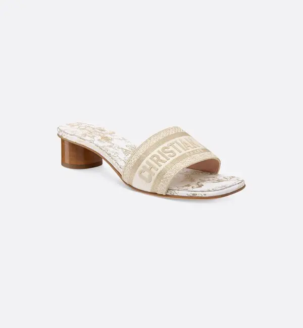Dior Dway Heeled Slide With Embroidered Logo