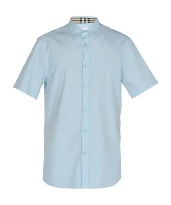 Burberry Short-sleeved Buttoned Shirt - Blue