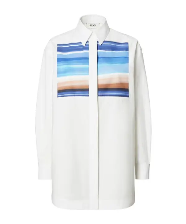 Fendi Long Sleeve Shirt With Venetian Stripe Detail - White