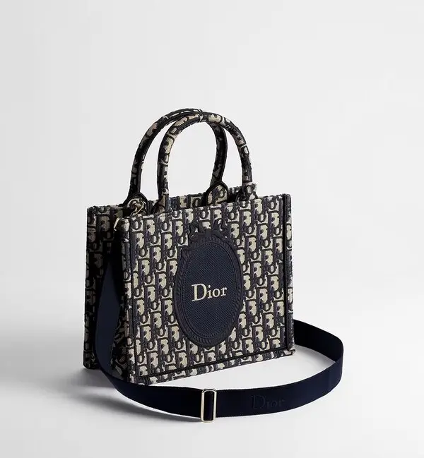 Dior Small Book Tote With Strap - Blue