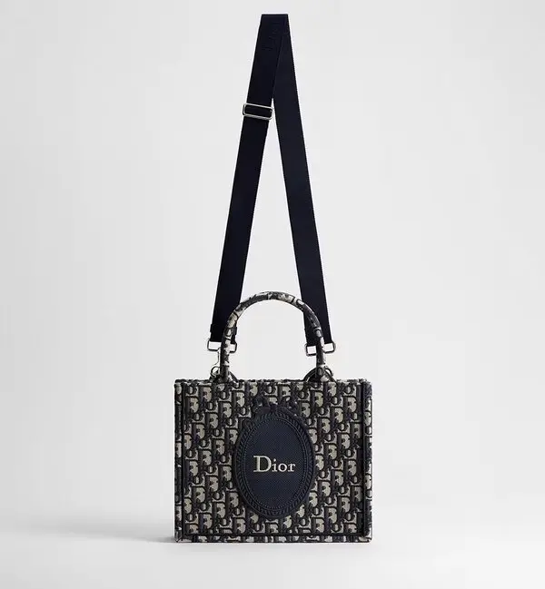 Dior Small Book Tote With Strap - Blue