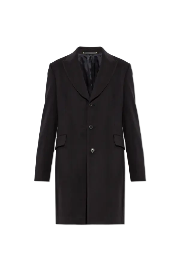 Paul Smith Wool Blend Coat With Single Vent - Black