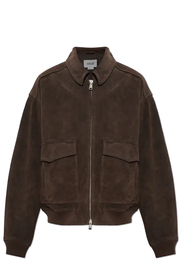 AGOLDE Emil' Suede Bomber Jacket - Brown