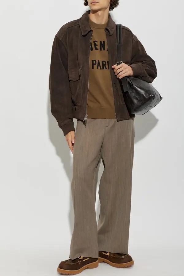 AGOLDE Emil' Suede Bomber Jacket - Brown