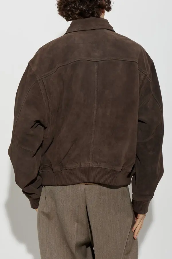 AGOLDE Emil' Suede Bomber Jacket - Brown