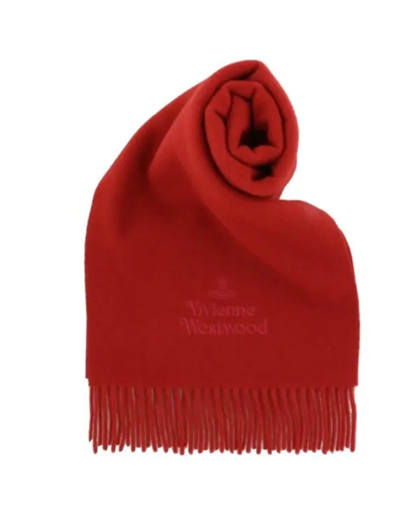 VIVIENNE WESTWOOD Logo Embroidered Fringed Scarf