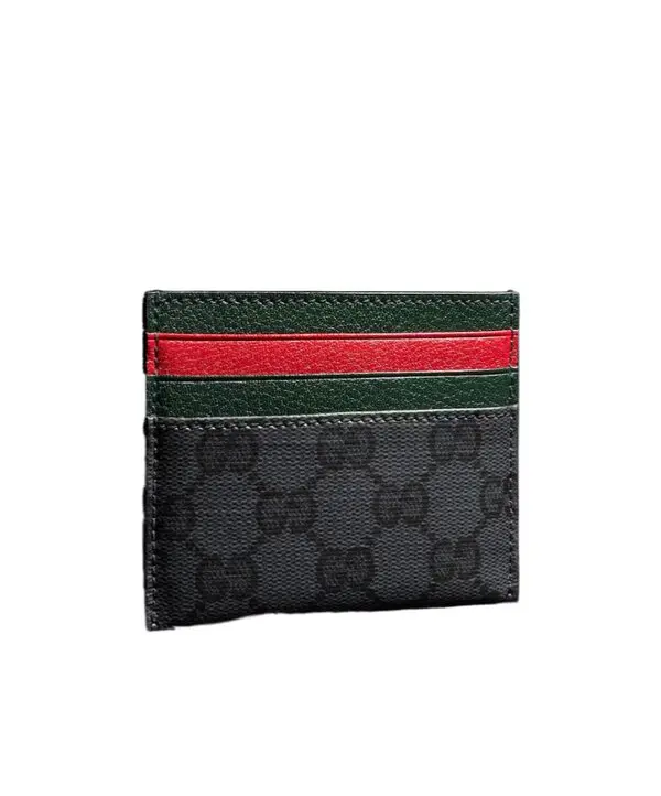 Gucci Card Case With Web Card Slots - Black