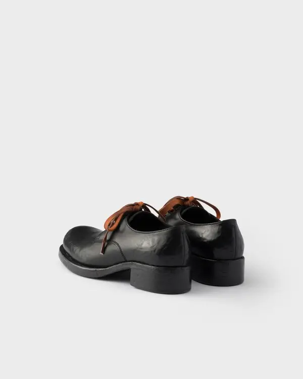 Prada Antiqued Leather Lace-up Shoes