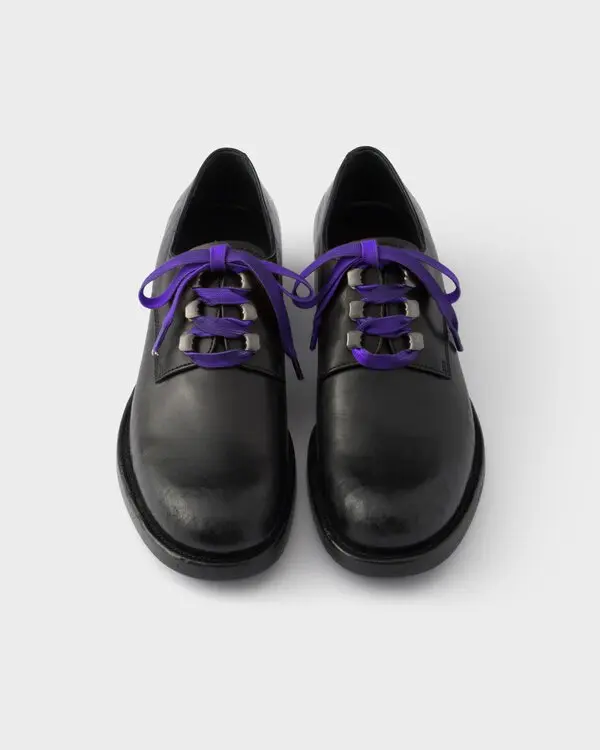 Prada Antiqued Leather Lace-up Shoes