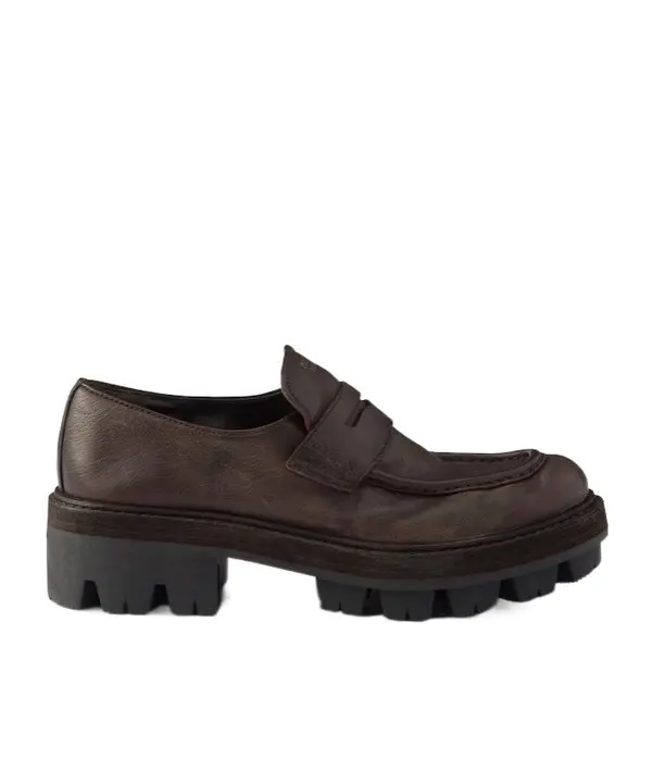 Prada Leather Loafers - Dark Brown
