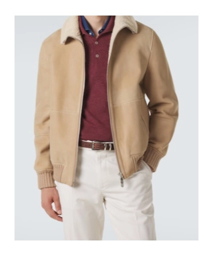 Brunello Cucinelli Shearling-lined Suede Bomber Jacket