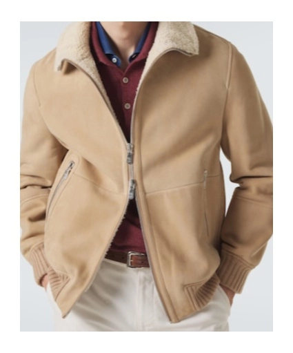 Brunello Cucinelli Shearling-lined Suede Bomber Jacket
