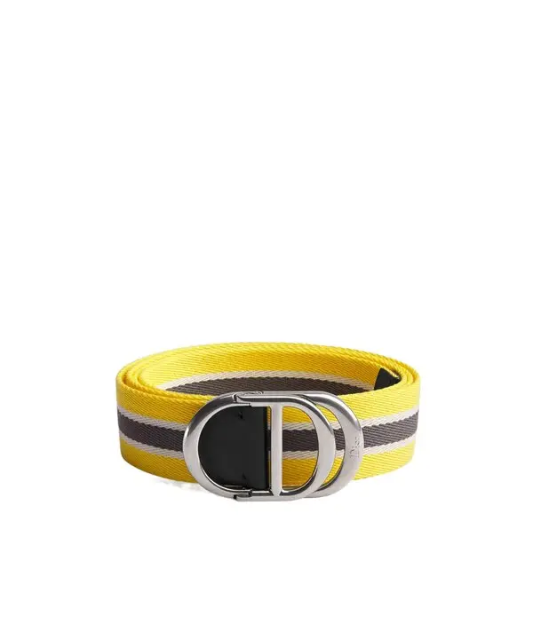 Dior Cd Belt With Tricolor Stripes - Yellow
