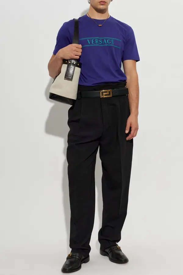 Versace Cotton T-shirt With Embroidered Logo