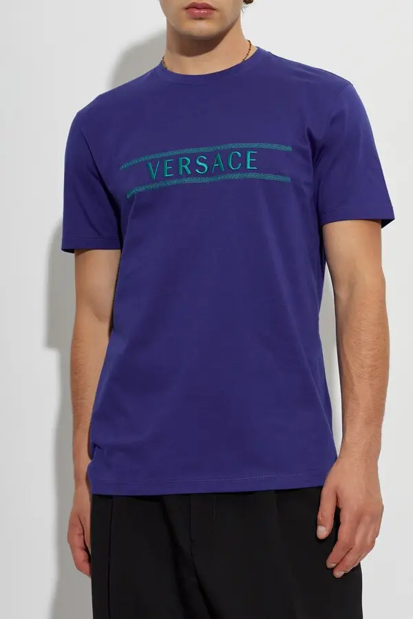 Versace Cotton T-shirt With Embroidered Logo