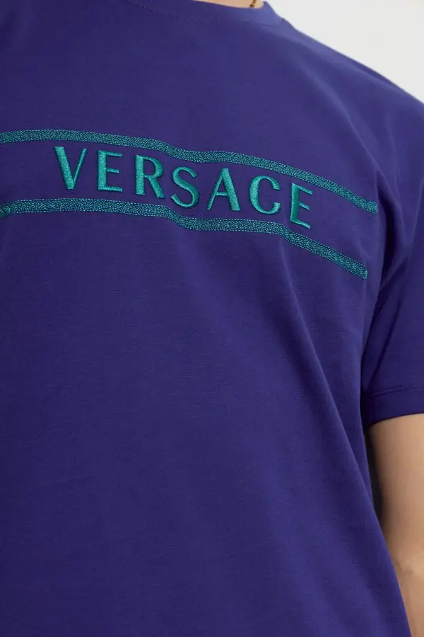 Versace Cotton T-shirt With Embroidered Logo