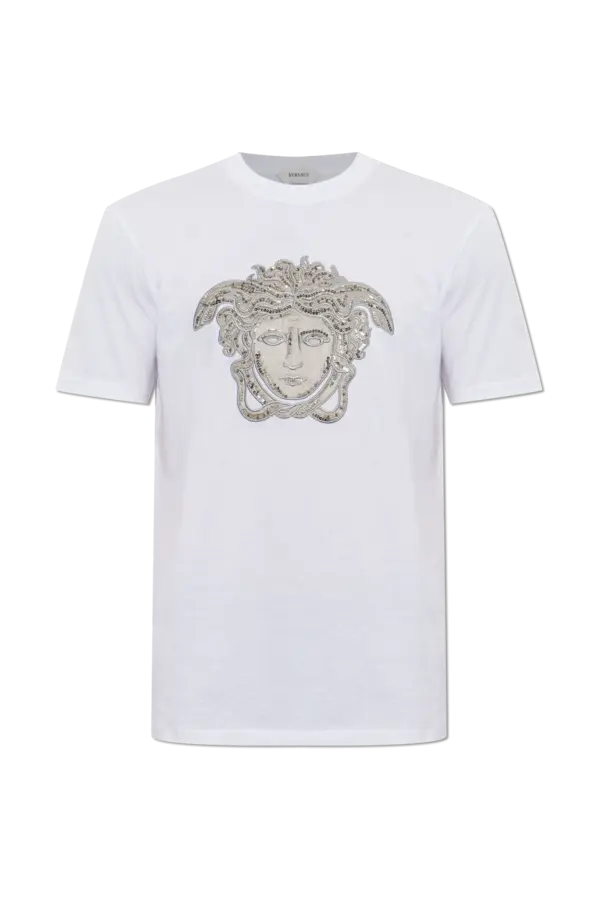 Versace Cotton T-shirt With Shimmering Crystals