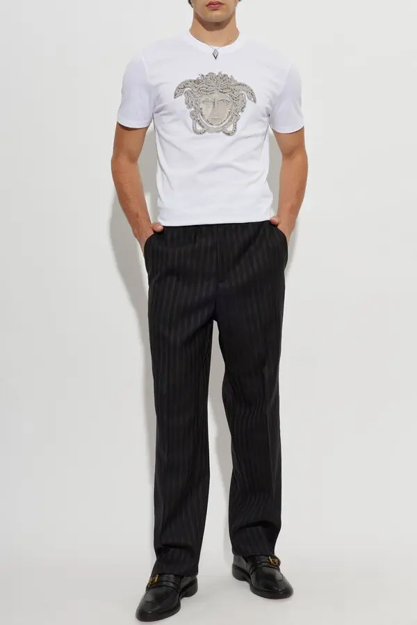 Versace Cotton T-shirt With Shimmering Crystals