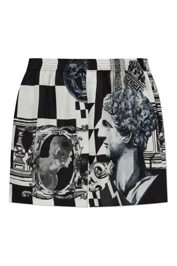 Versace Silk Shorts With A Pattern - Black